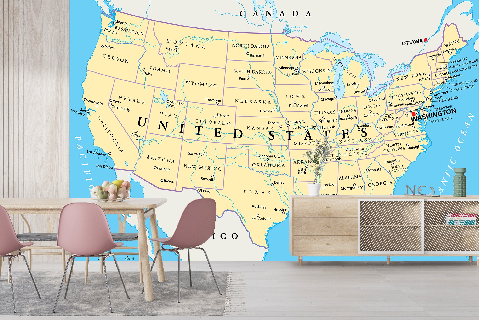 United States Of America Map Wallpaper Wall Mural