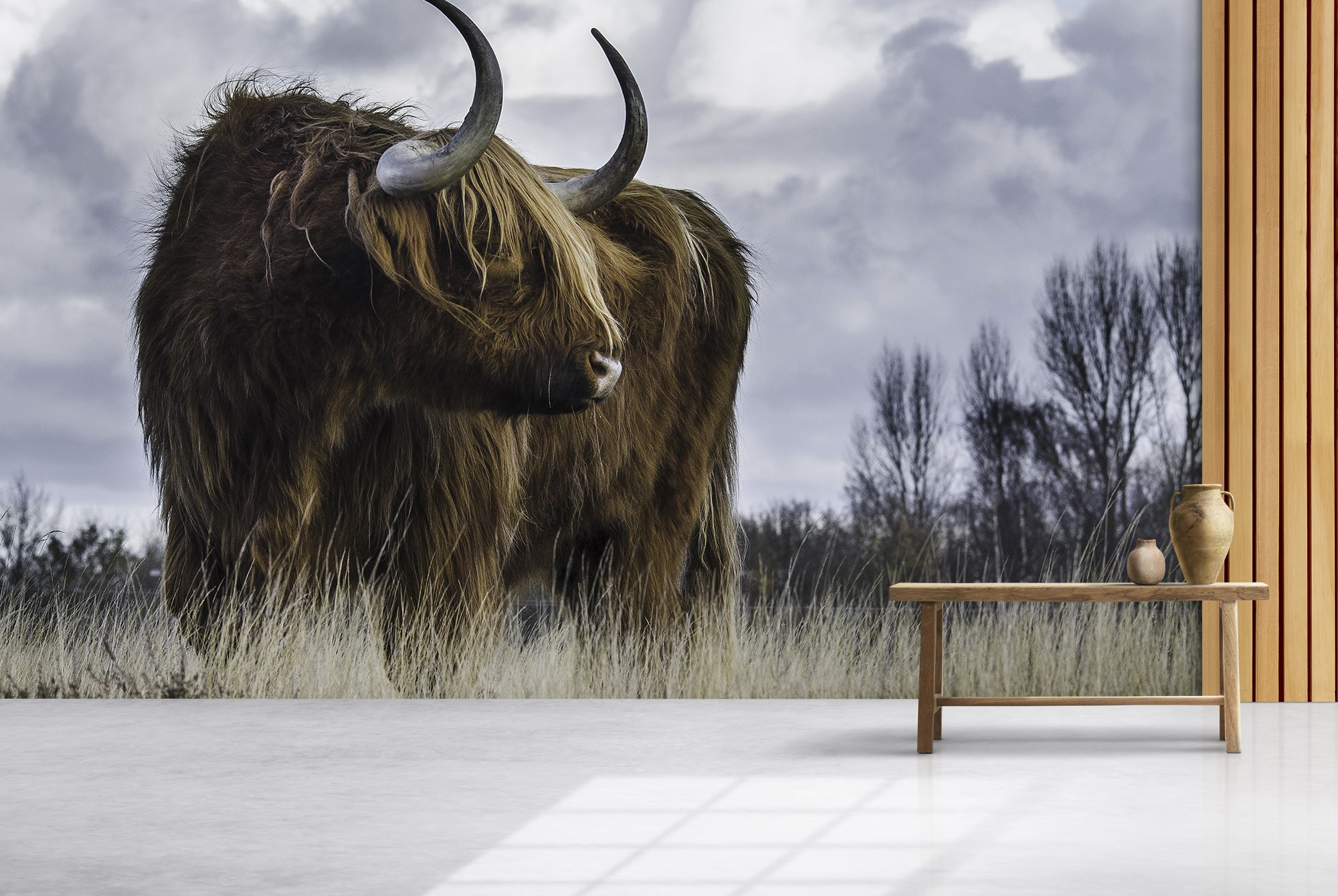 Brown Highland Cow Wallpaper Wall Mural