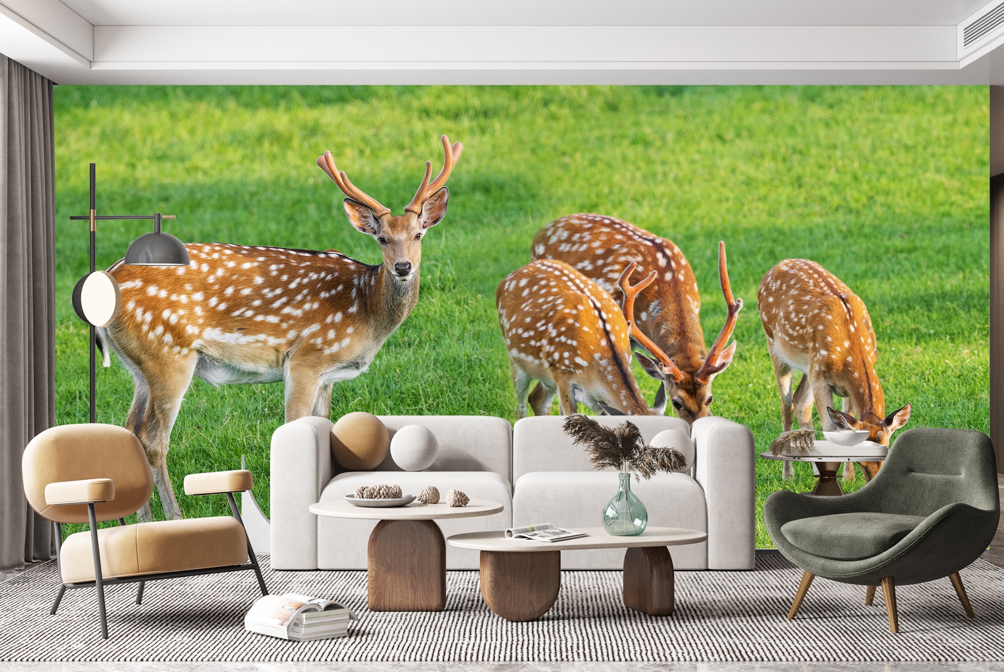 Panorama Deer Herd Wallpaper Wall Mural