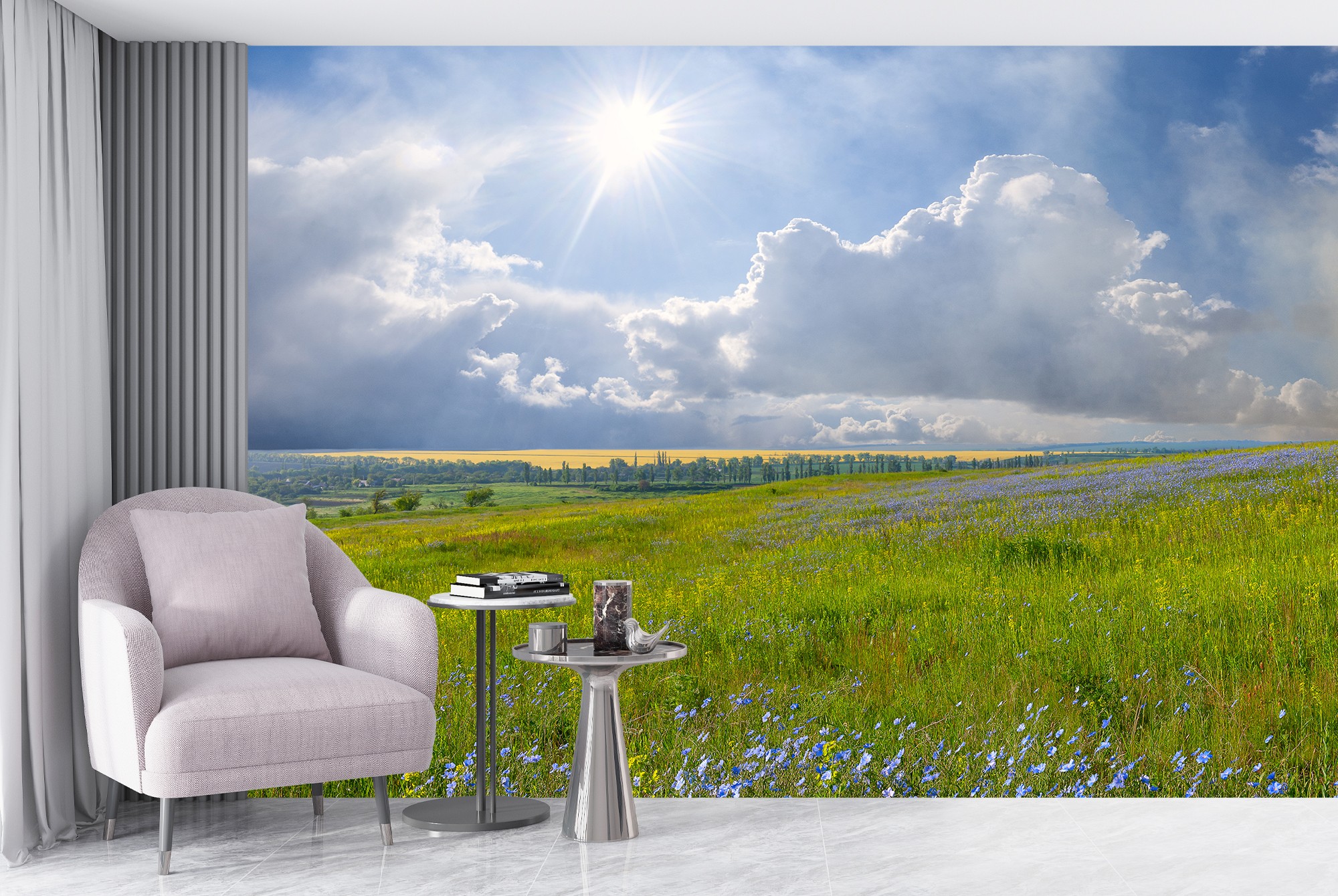 Forget Me Not Meadow Wallpaper Wall Mural