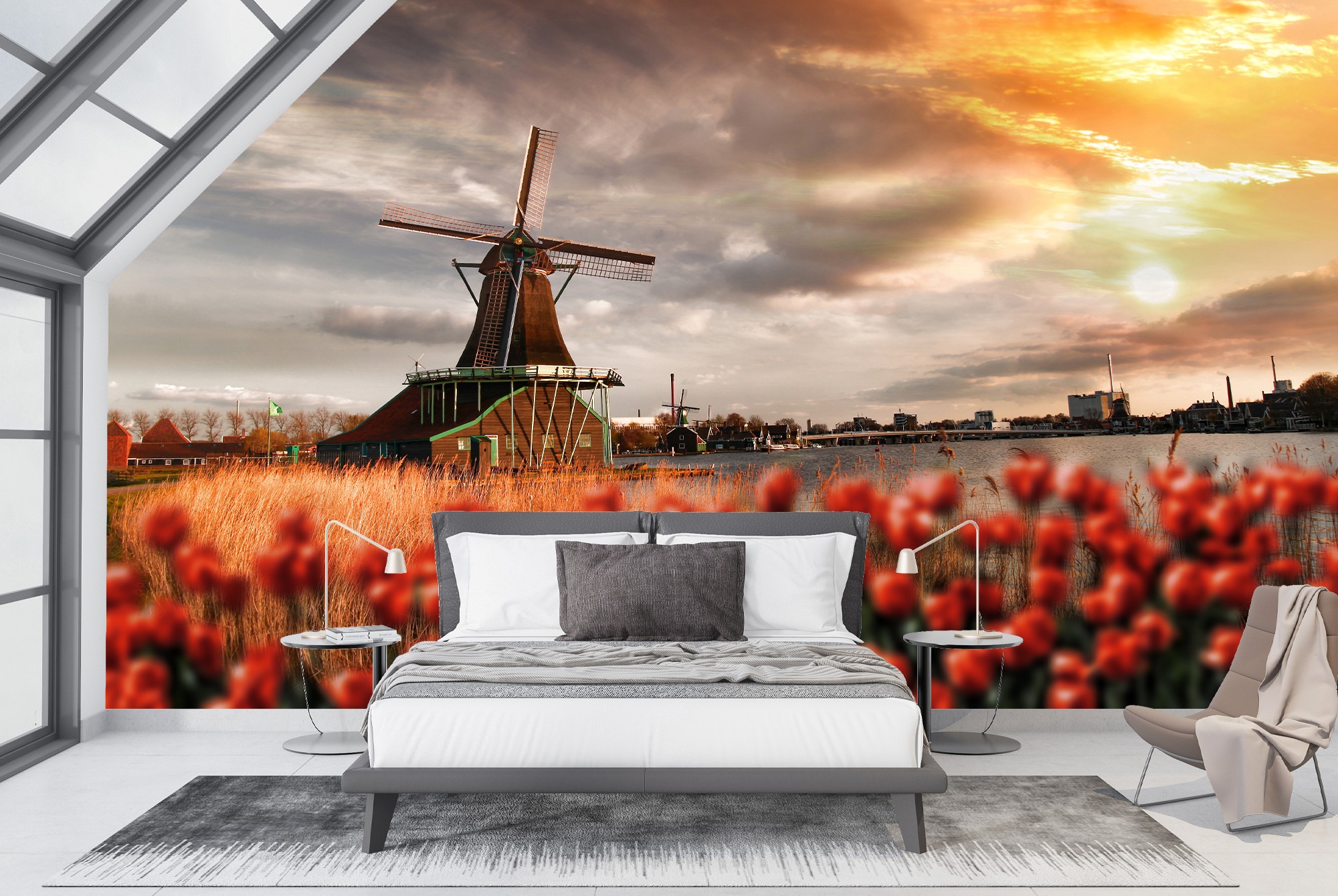 Dutch Windmill Wallpaper Wall Mural