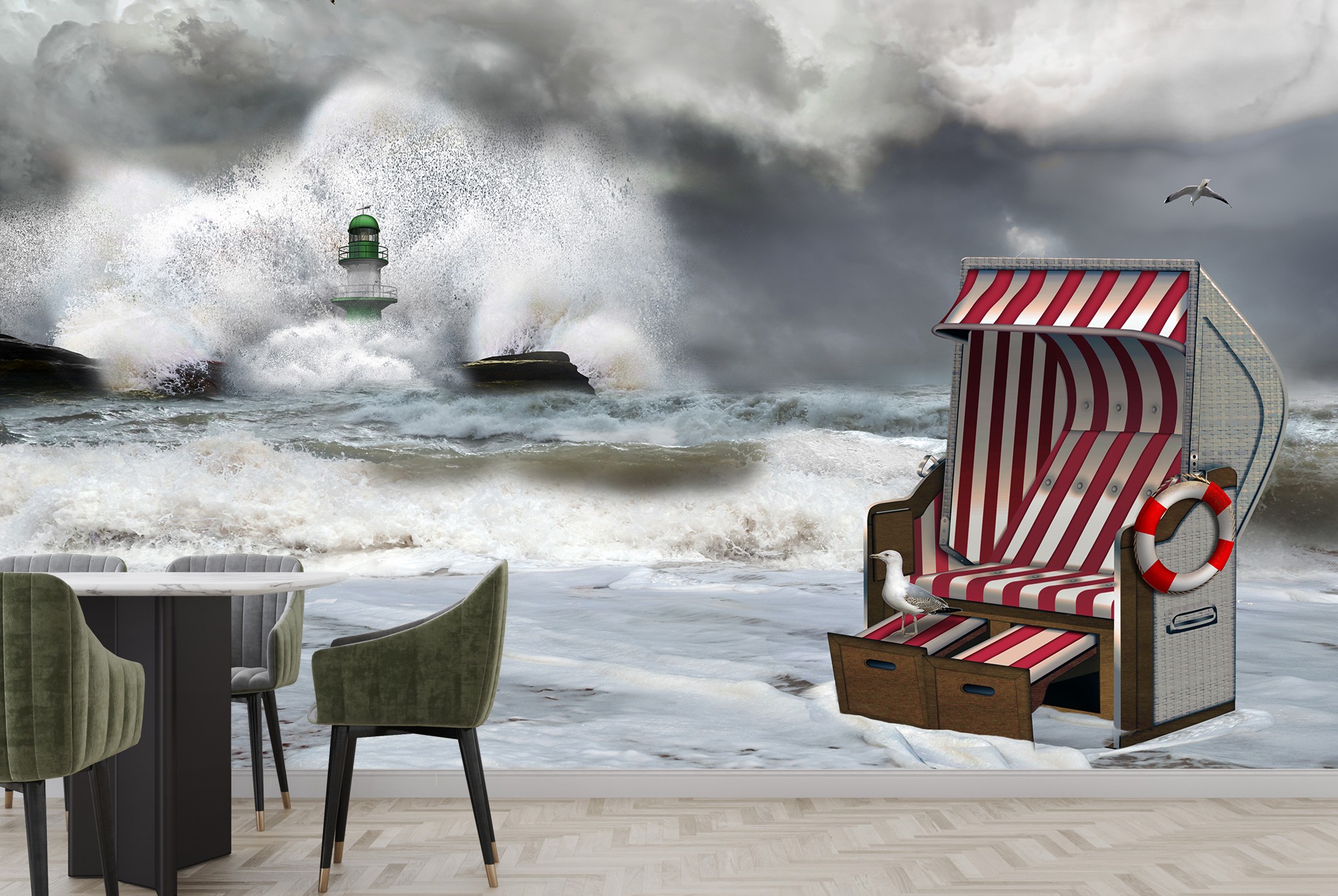Seascape Storm Wallpaper Wall Mural