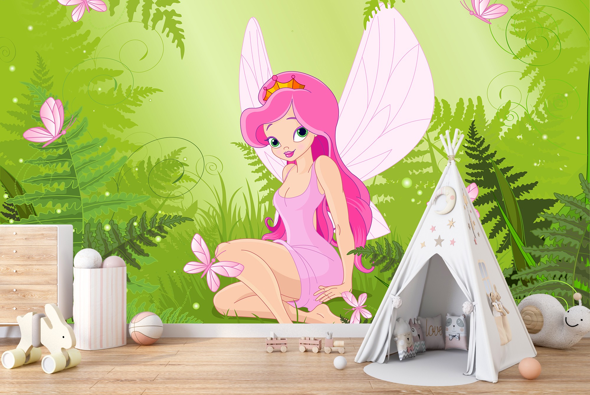 Pink Fairy Wallpaper Wall Mural