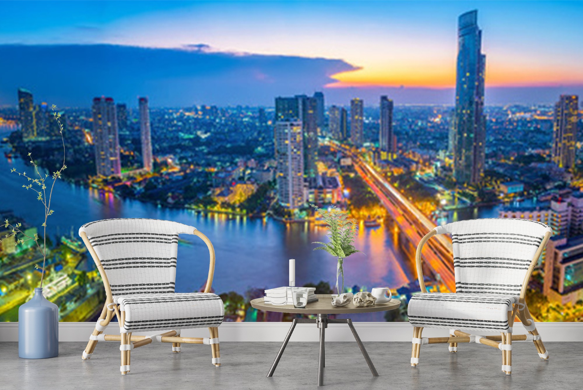 Bangkok Sunset Panorama Wallpaper Wall Mural