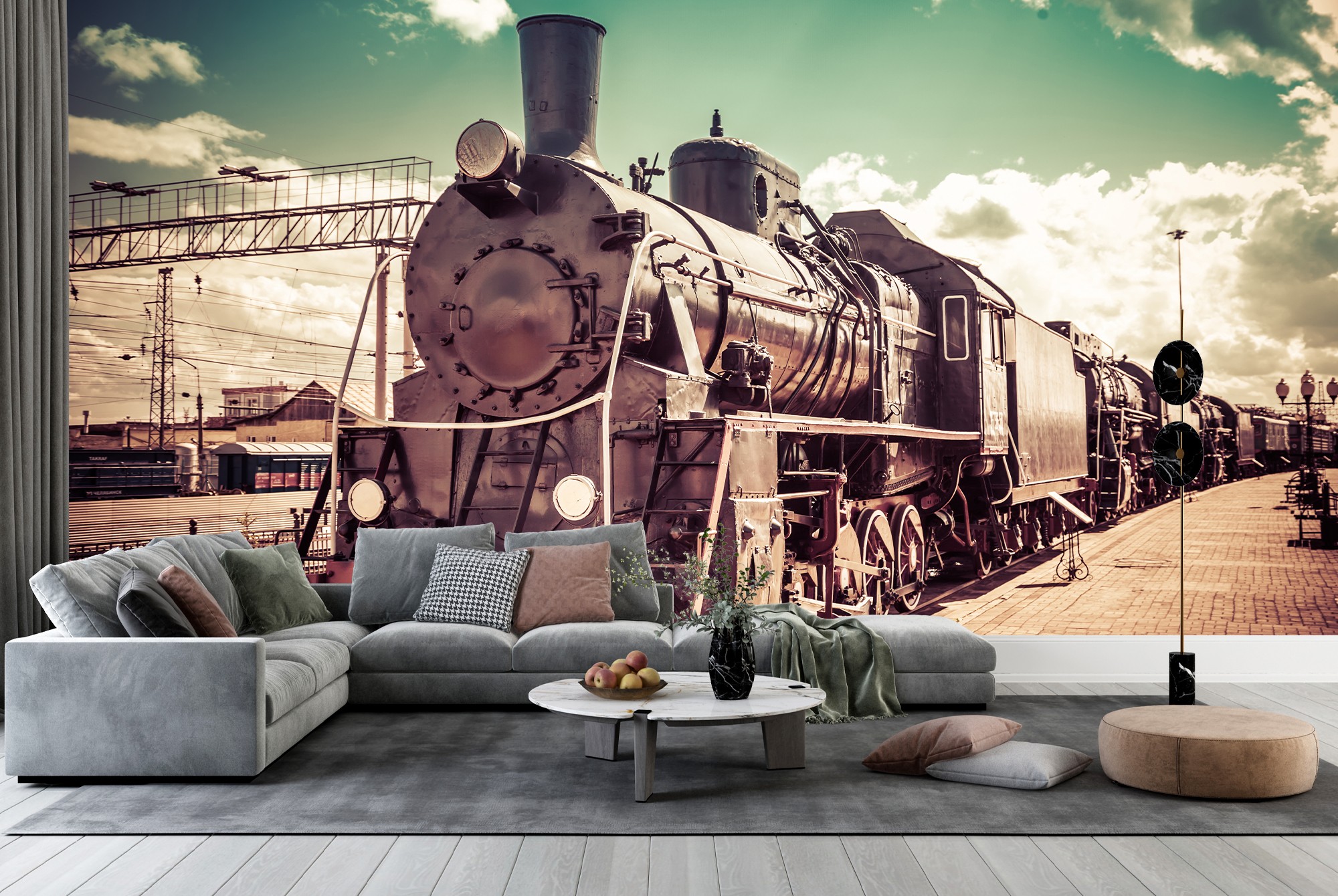 Steam Locomotive Vintage Train Wallpaper Wall Mural
