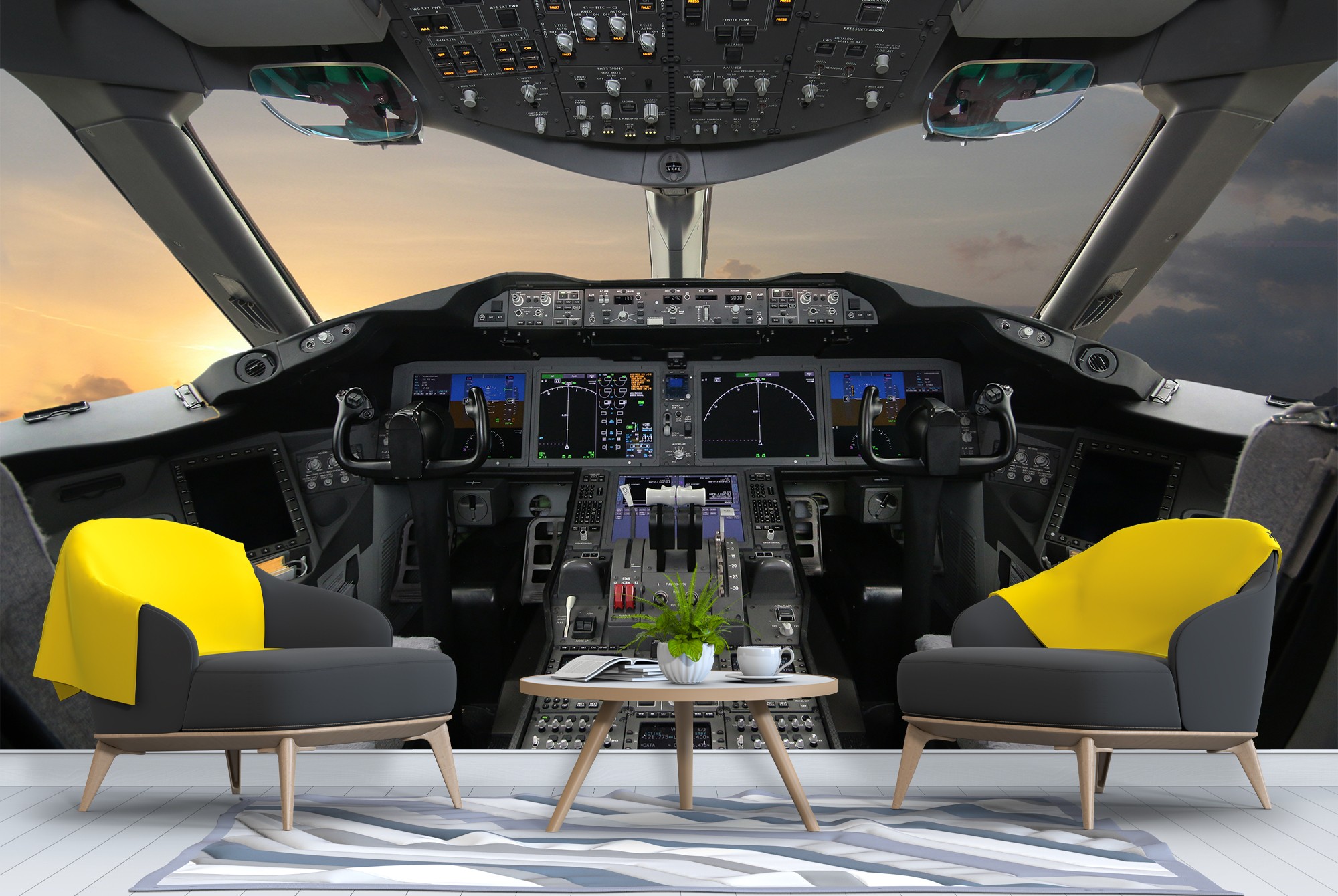 Airplane Cockpit Wallpaper Wall Mural