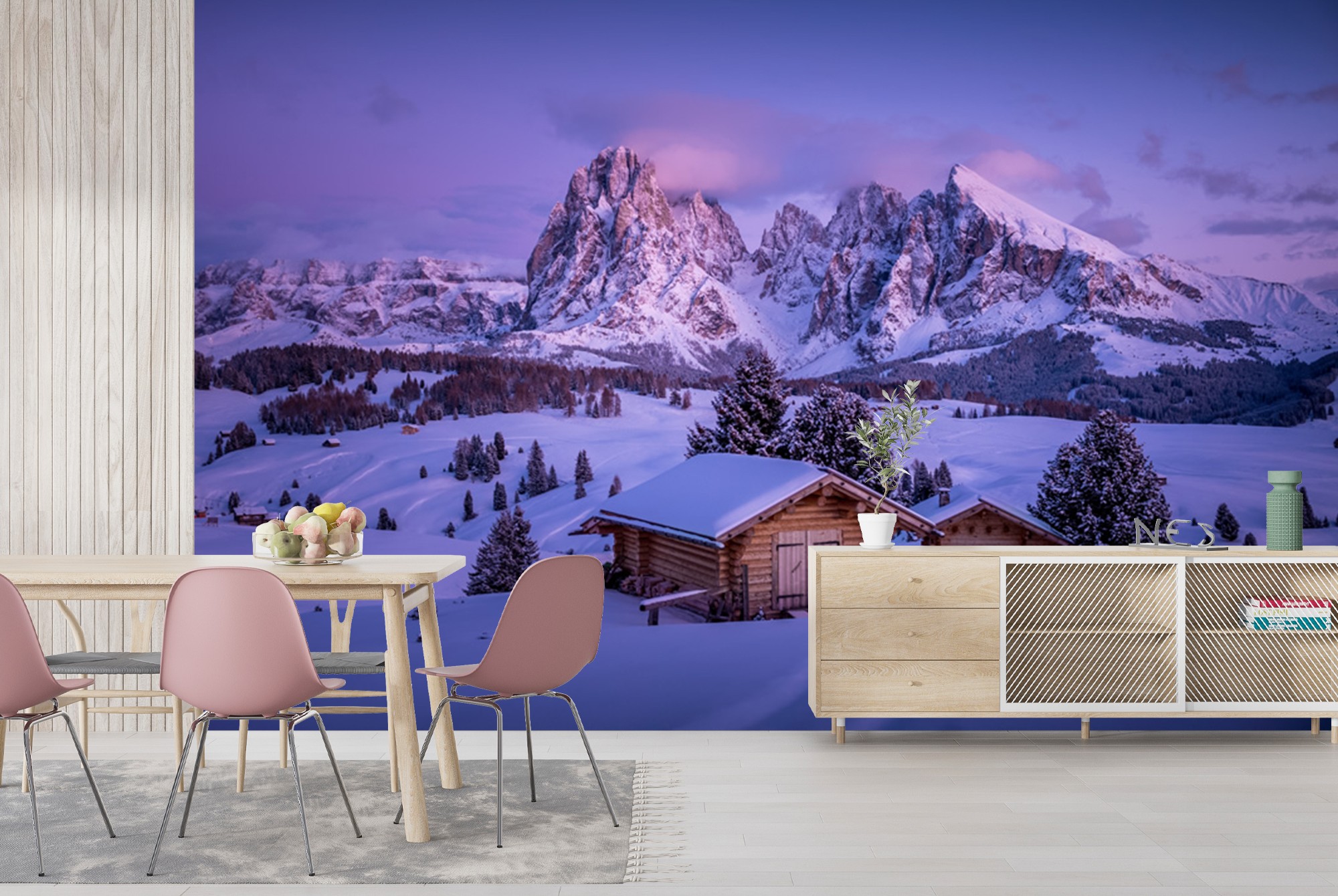 Dusky Mountains Winter Snow Wallpaper Wall Mural