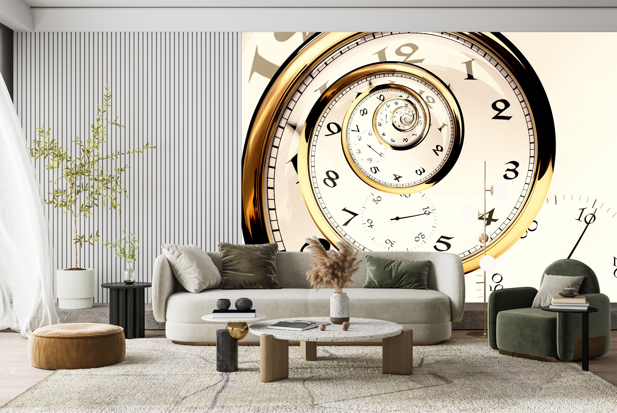 Spiral Clock Abstract Art Wallpaper Wall Mural