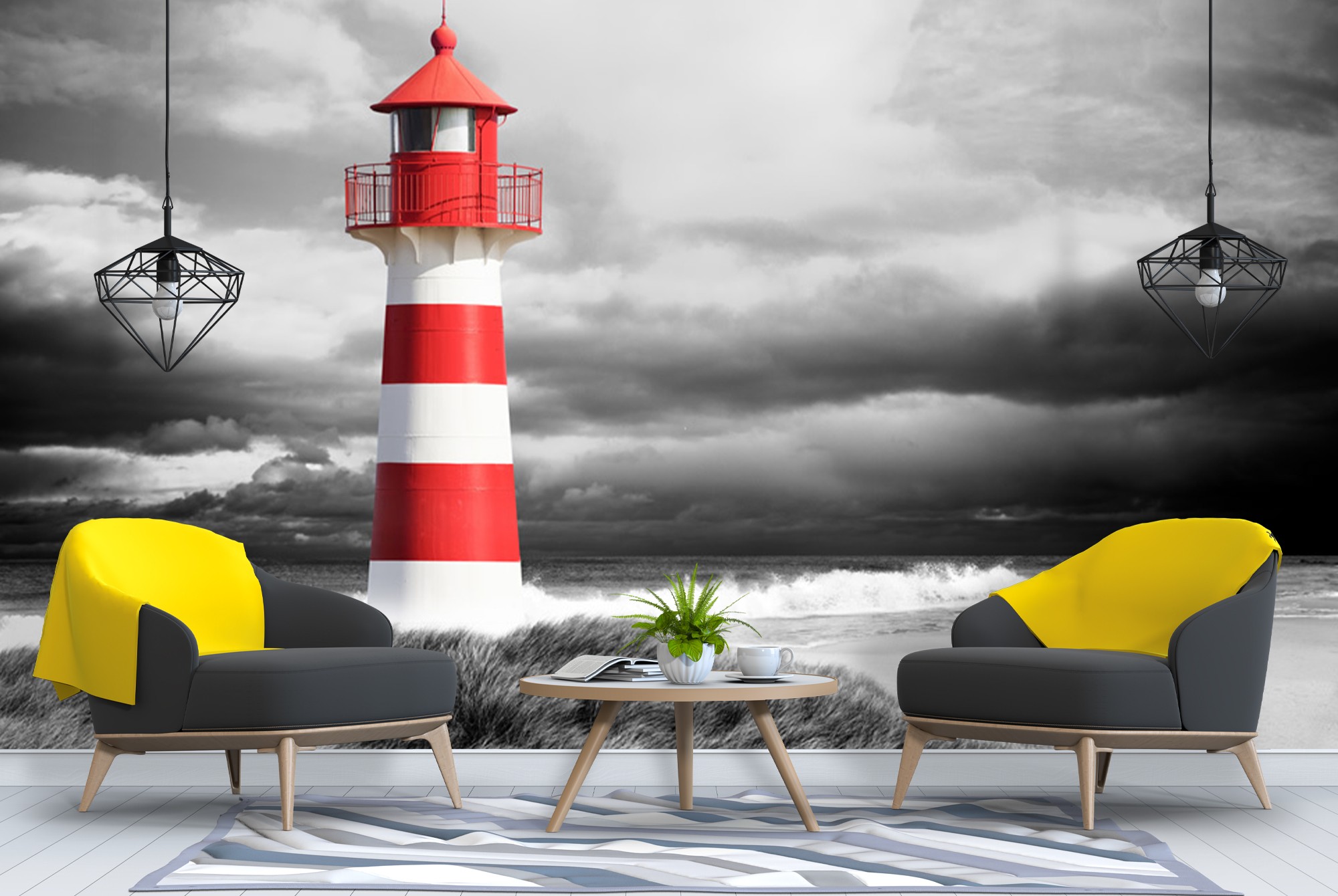 lighthouse wallpaper mural