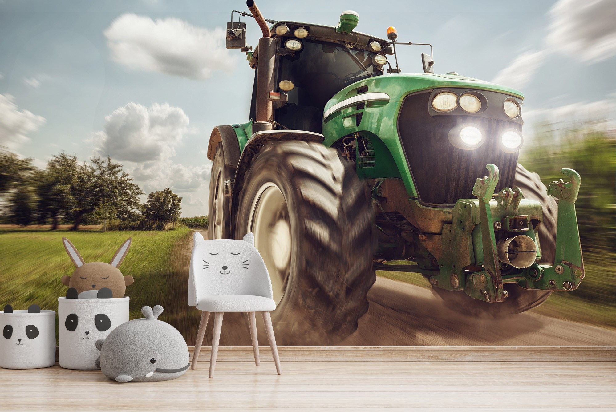 Green Tractor Farm Wallpaper Wall Mural