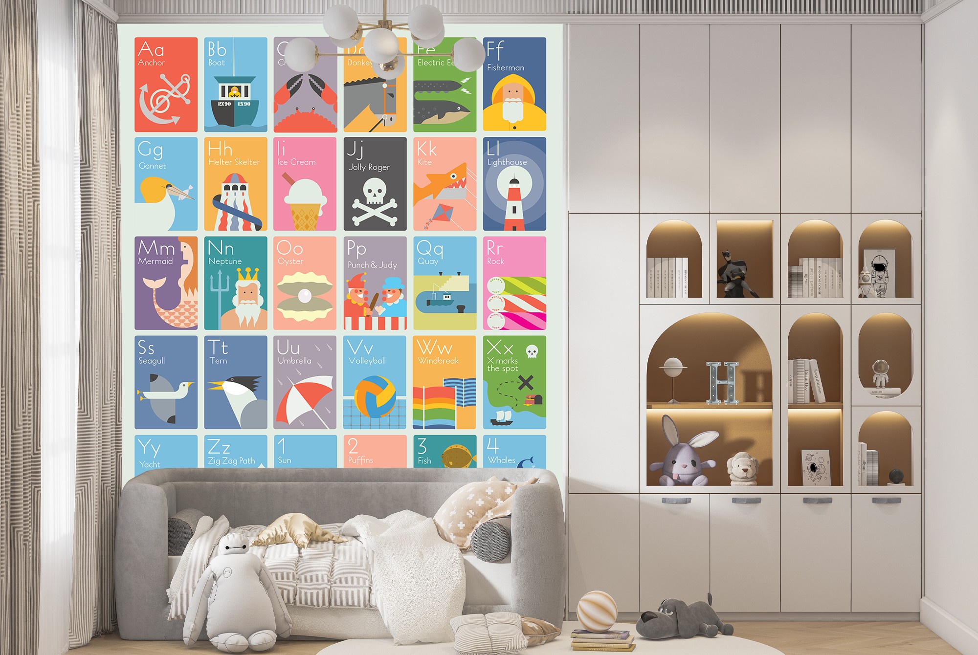Seaside Alphabet Wall Mural by Andy Tuohy