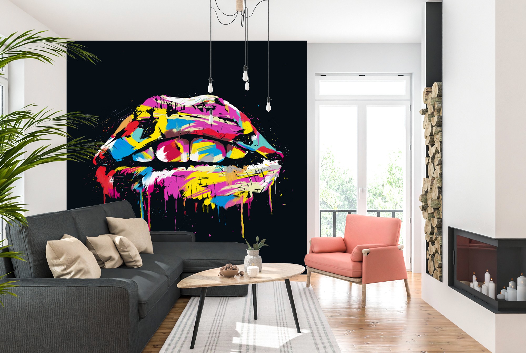 Colourful Lips Wall Mural by Balázs Solti