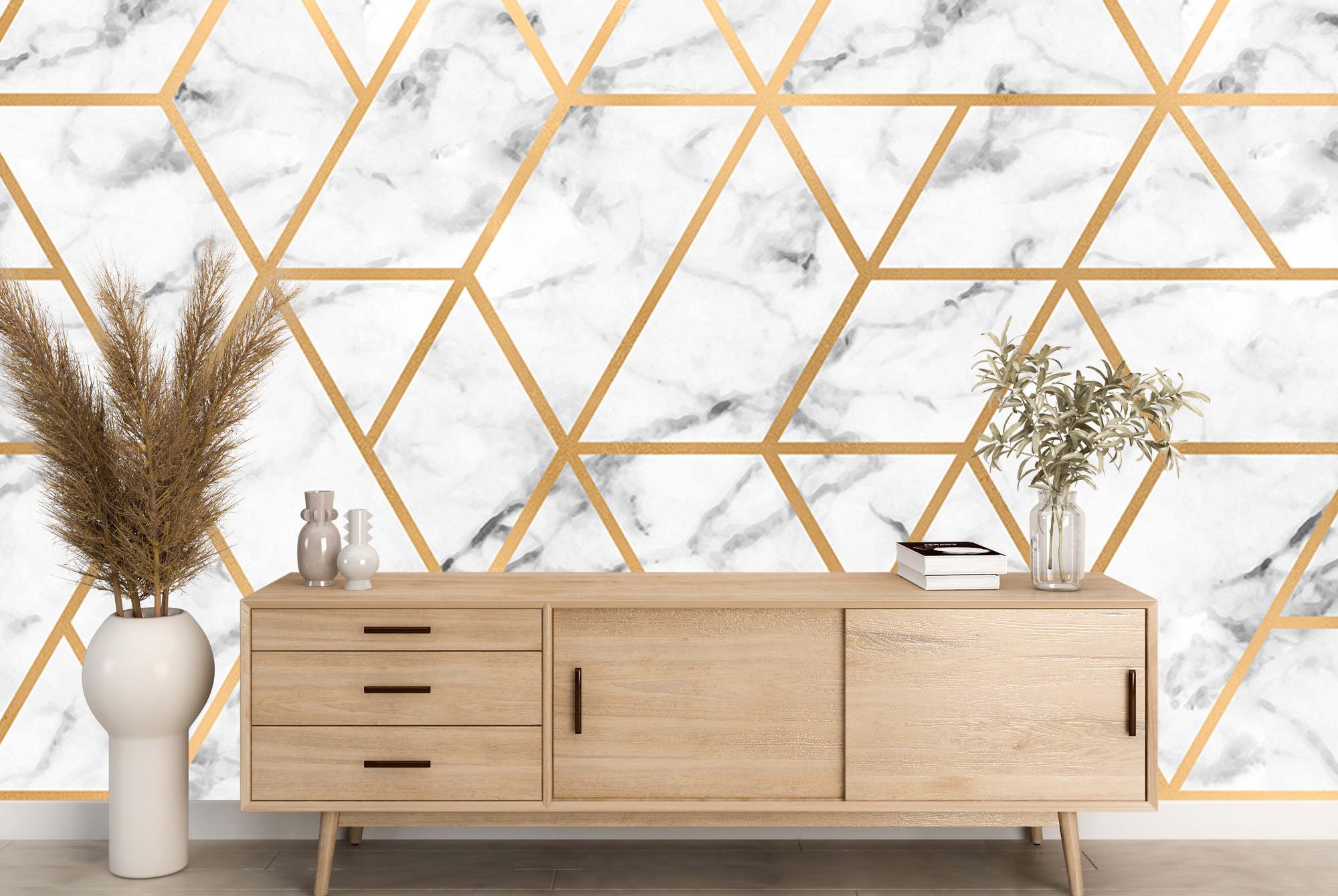 Gold Marble Geo Wall Mural by Blue Banana