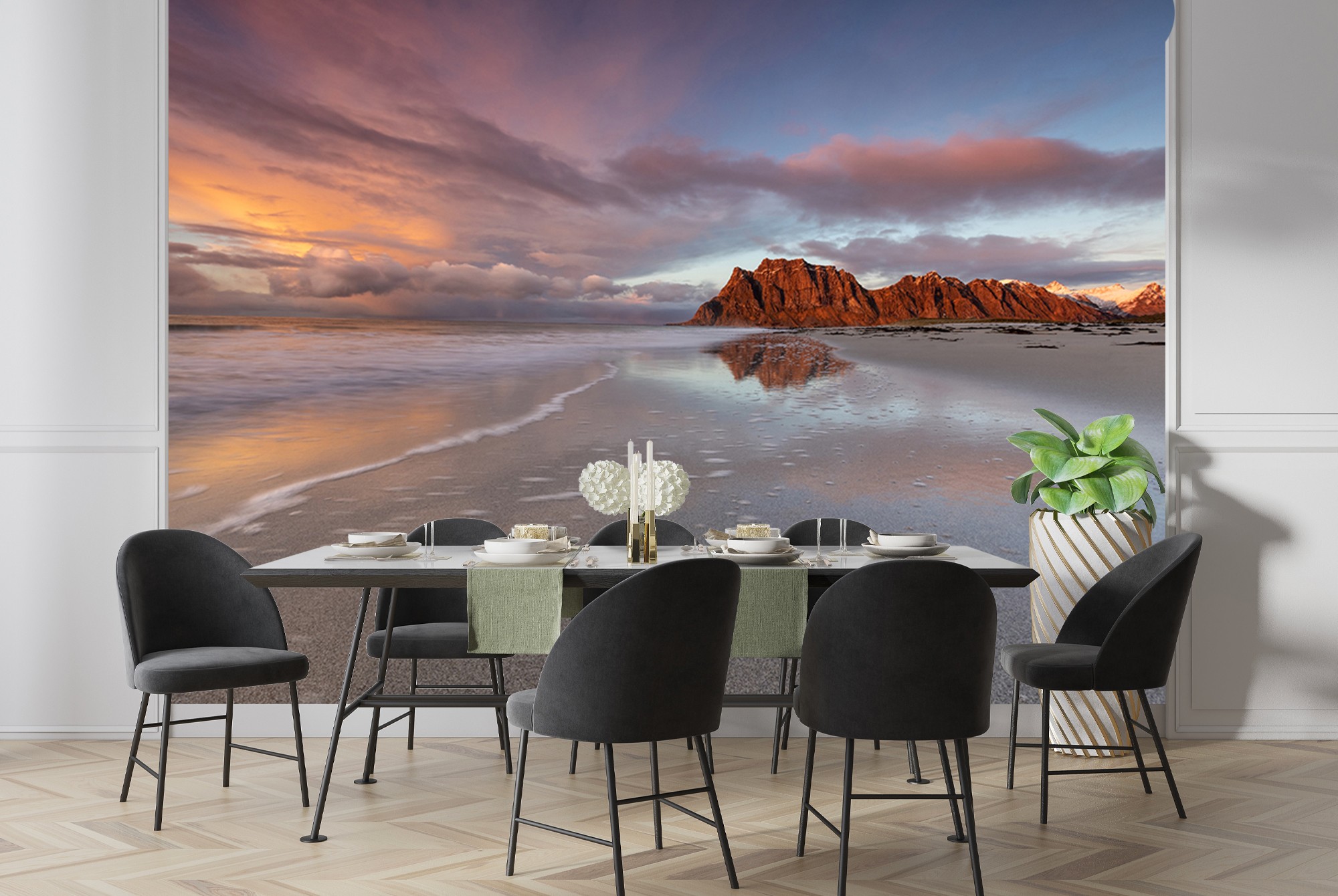 Beach Sunset Wall Mural by Claire Carter