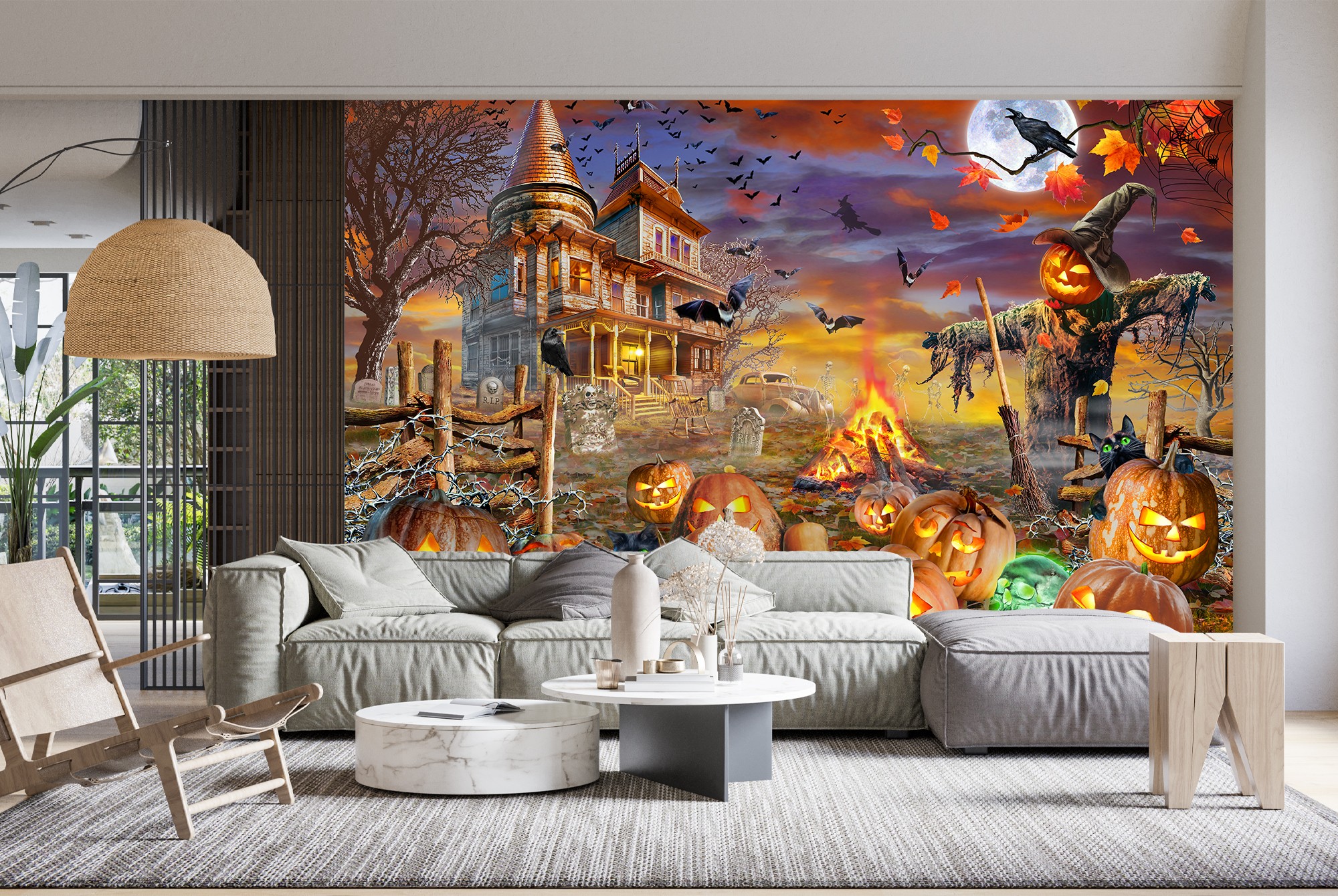 Halloween Spooky Pumpkins Wall Mural by Adrian Chesterman