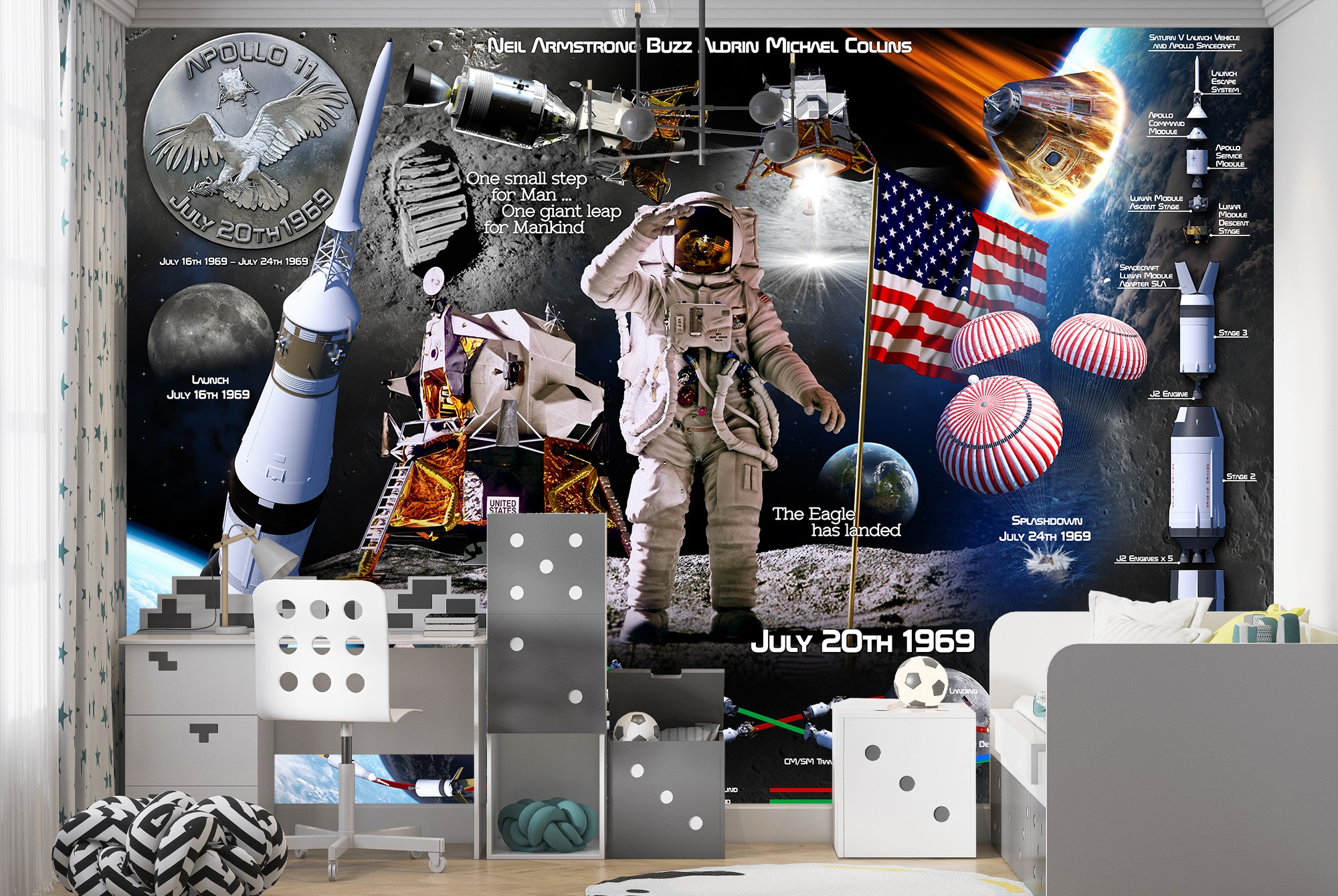 Apollo 11 Wall Mural by David Penfound