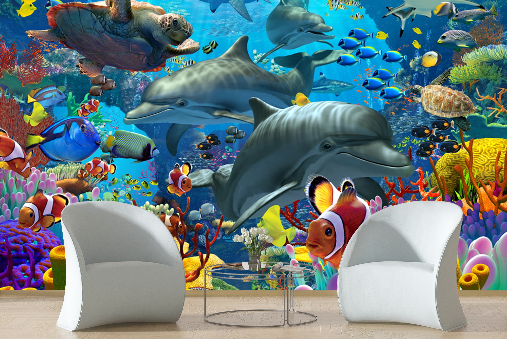 Coral Sea Wall Mural by David Penfound