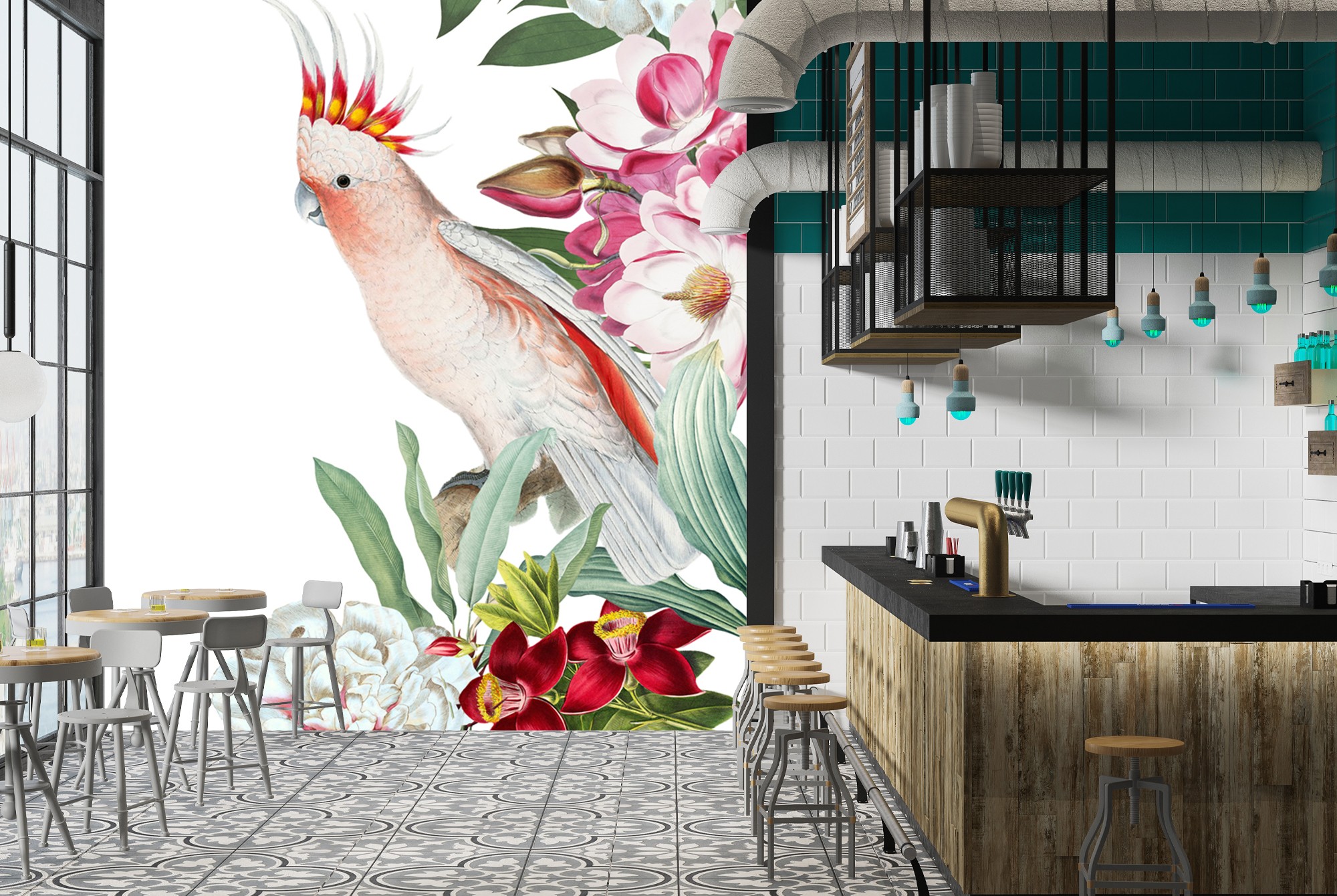 Floral Tropical Bird Wall Mural by Uta Naumann