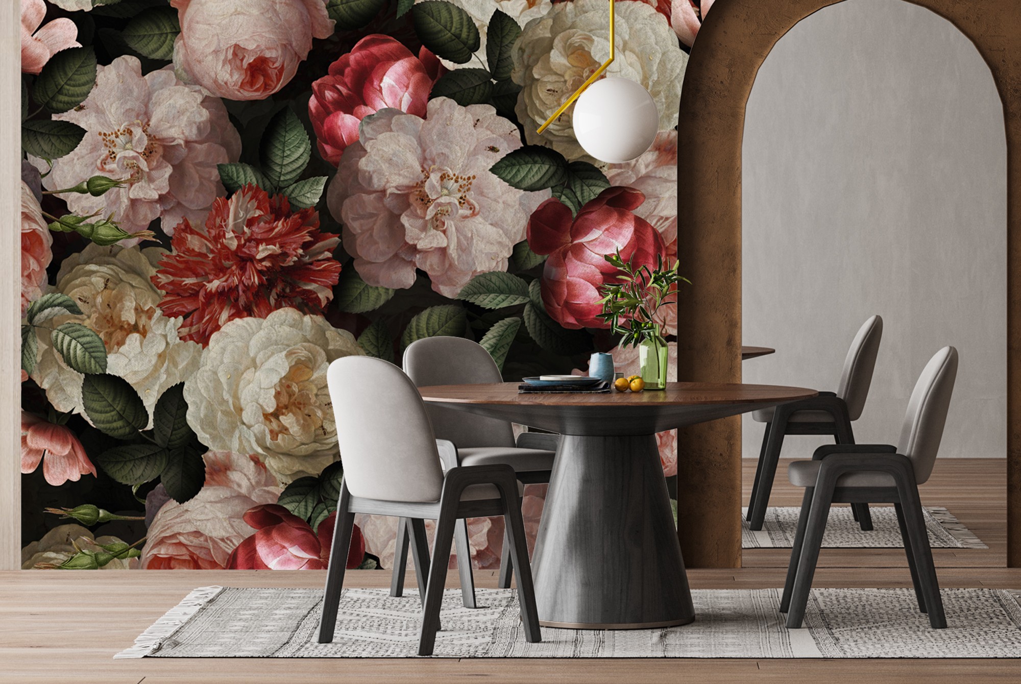 Vintage Roses Tropical Night Garden Wall Mural by Uta Naumann