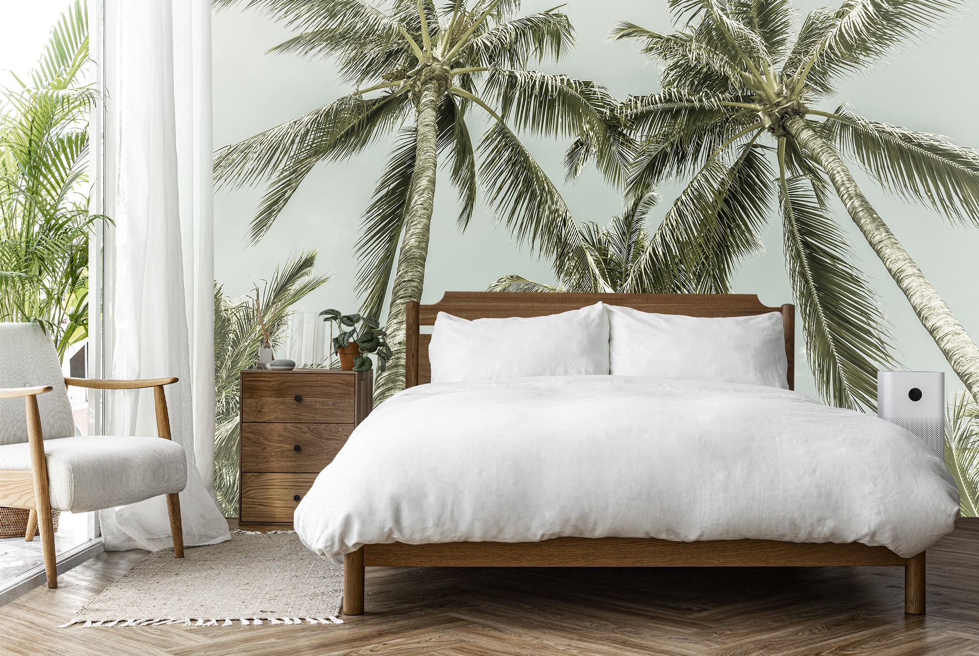 Lovely Vintage Palm Trees Wall Mural by Melanie Viola