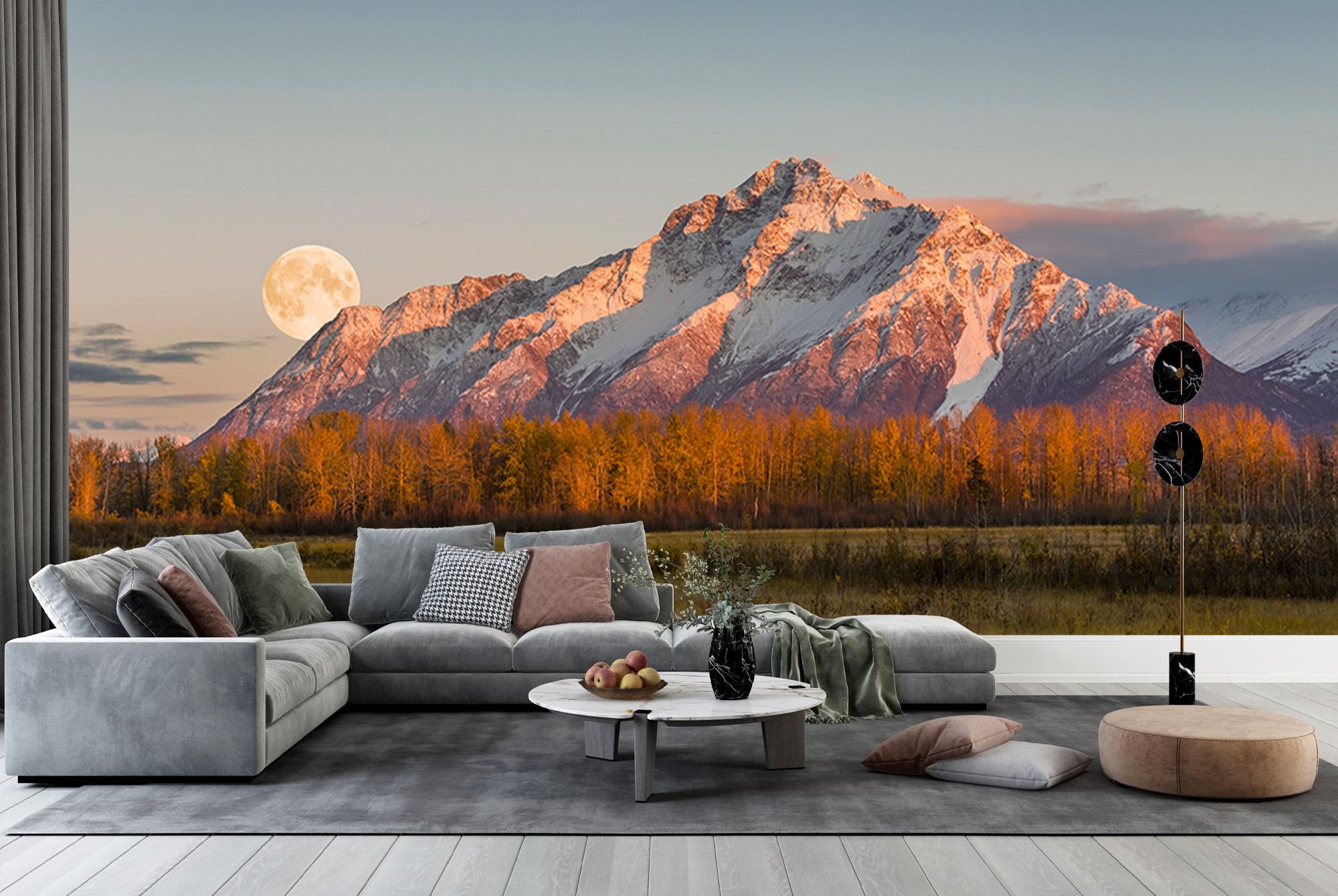 Pioneer Peak & Full Moon Rising Wall Mural by Design Pics - Danita Delimont